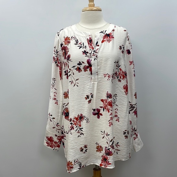 J. Jill | Tops | Nwt J Jill Tall Floral Henley Long Sleeve Blouse Boho ...